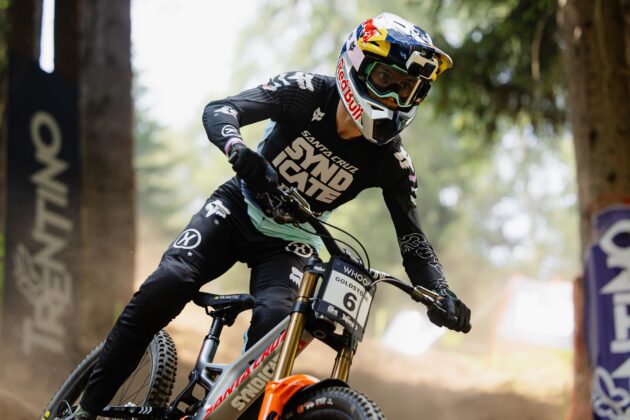 Jackson Goldstone has won 3 World Cup races on a stock Santa Cruz V10, with a lead weight ...