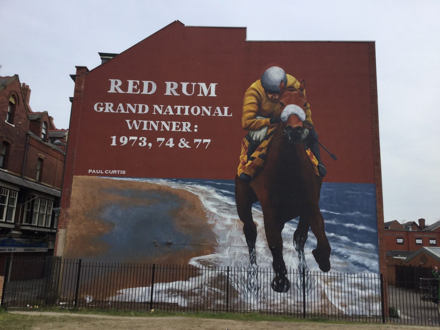 Striking Red Rum mural revealed above beach on which he trained - Horse ...