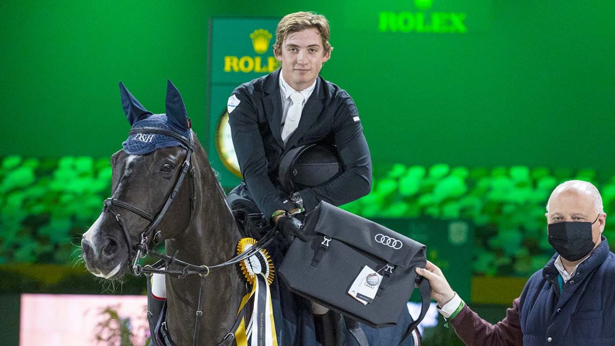 In the genes: Whitaker wins on son of mare his father jumped to victory ...