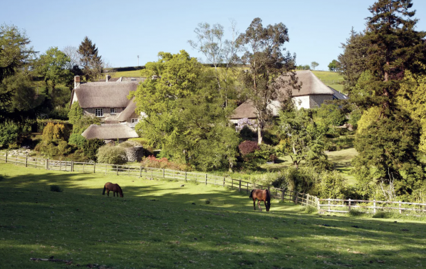 A 30-acre estate with Victorian-style stables, two arenas, guest ...