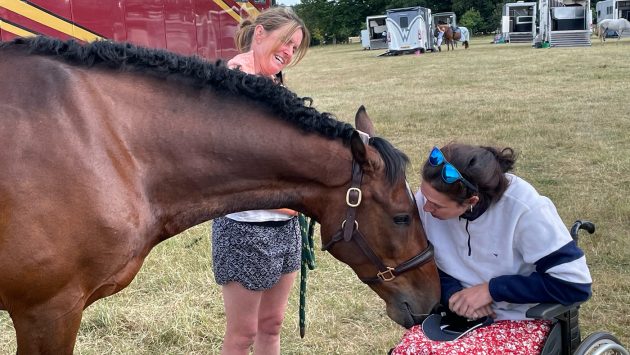Caroline March sees her horse win with sister-in-law Piggy March