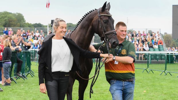 Helen Wilson groom Fraser Kirby: winner of Burghley's best groom prize