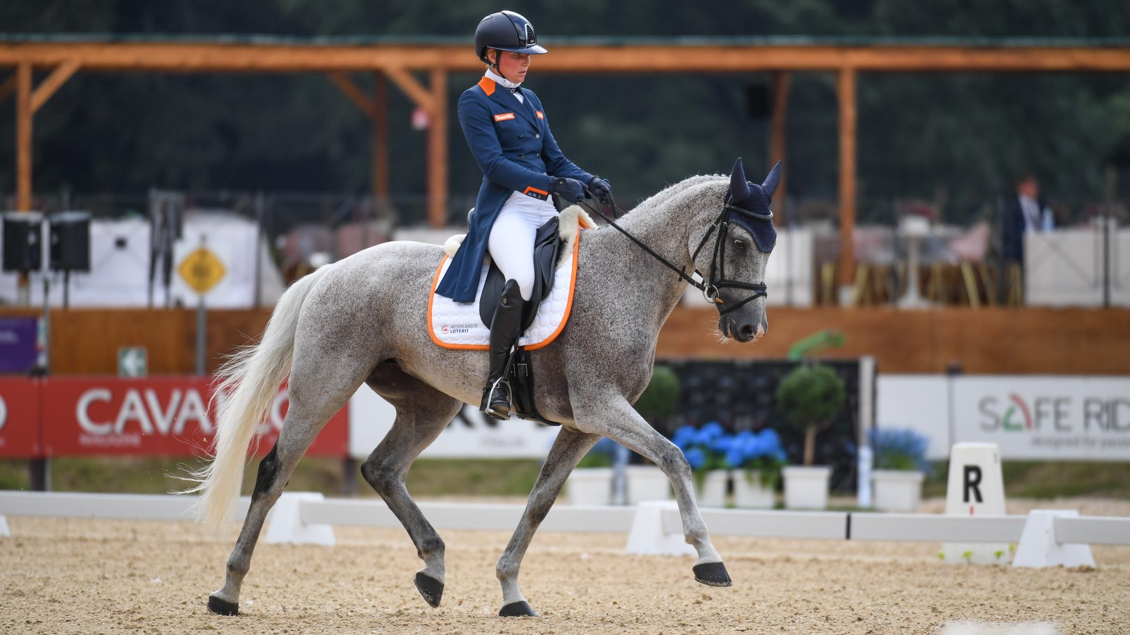 Sanne de Jong, a Dutch eventer competing at the World Championships