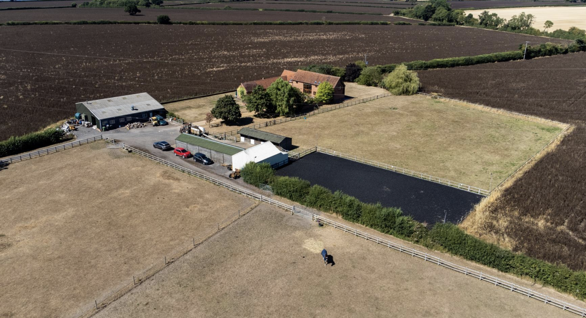A 5-bed barn conversion, set in 22 acres with 9 stables, arena and more ...