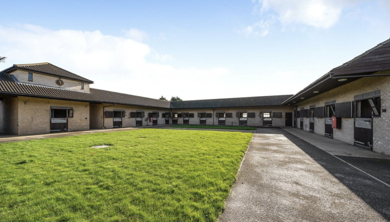 A horsey haven: plenty of stables, an arena, lunge pen, horsewalker ...
