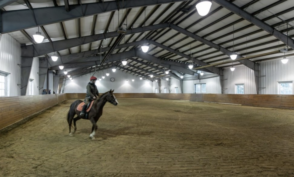 A mega equestrian home with climate-controlled stables, indoor and ...