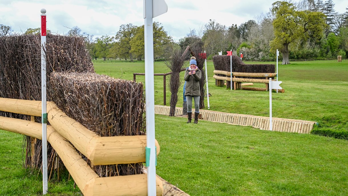 Badminton Horse Trials cross-country course: Nicola Wilson walks track