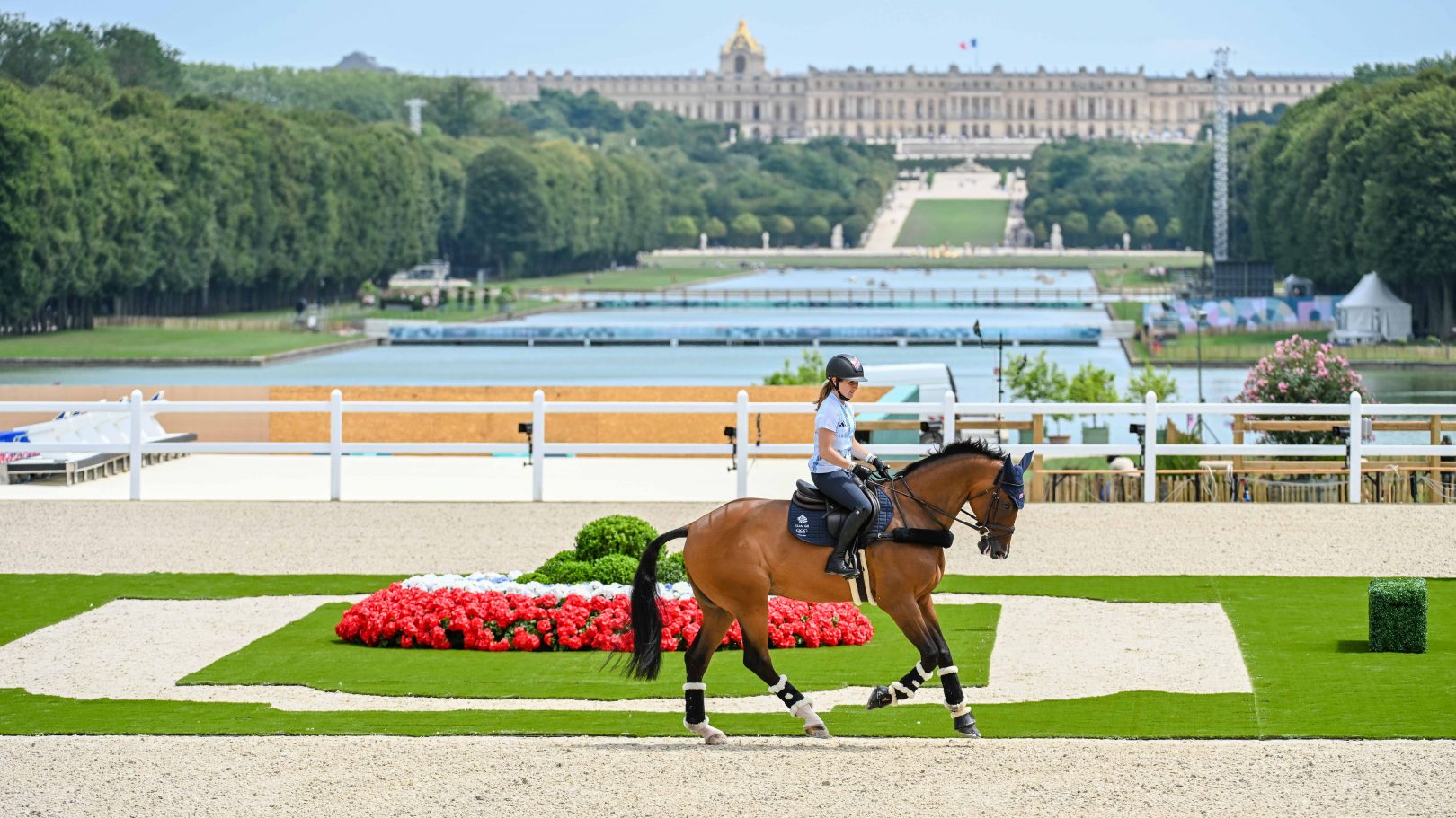 British Olympic event horses snapped during arena familiarisation in Paris