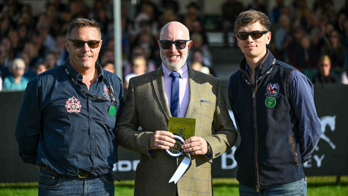 Declan Cullen, oldest rider at Burghley Horse Trials, and his skewbald