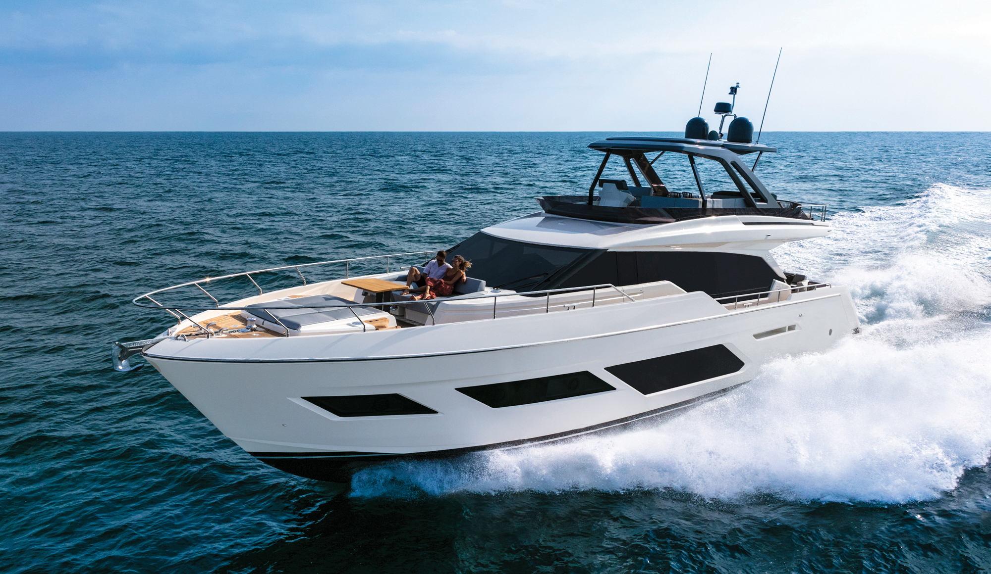 Ferretti 720 tour: Italian yacht looks stunning even on a rainy day