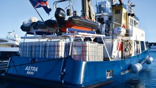 Iain Macneil and converted lifeboat MV Astra set new world record