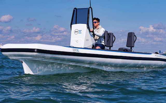 Electric powered boats on display at Green Tech Boat Show Plymouth