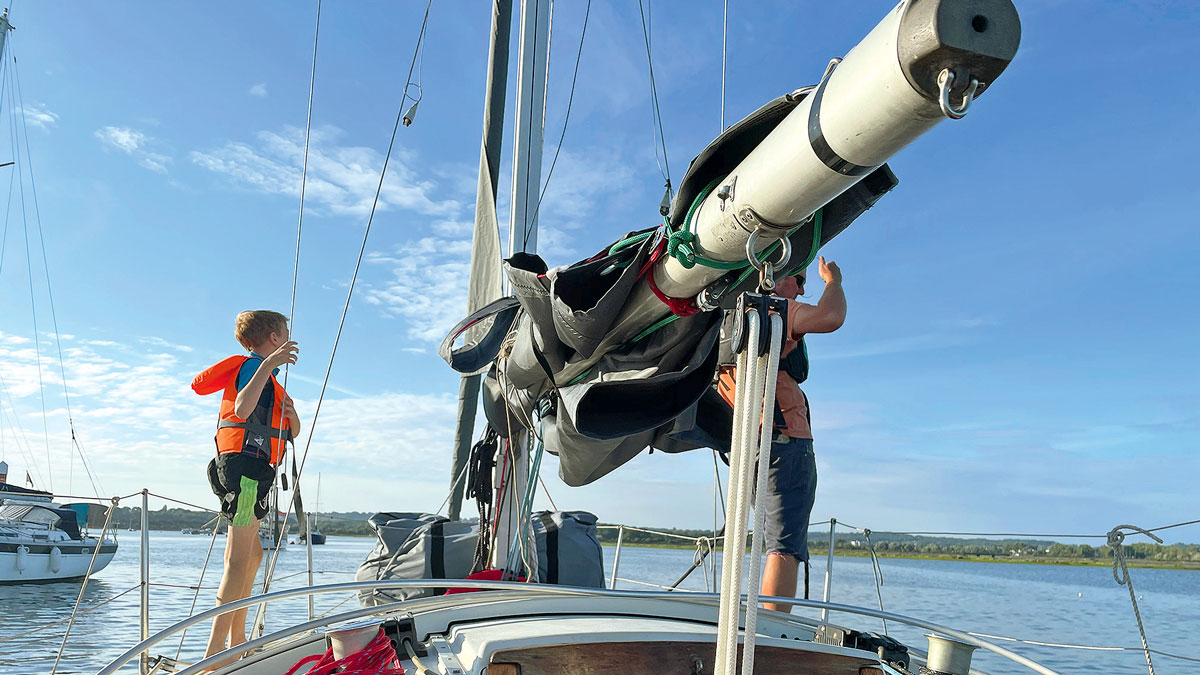 Securing mast cable on our Maxi 84 - Practical Boat Owner