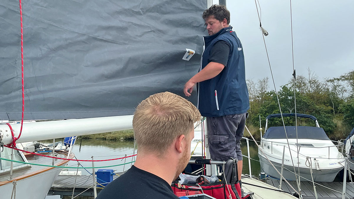 Securing mast cable on our Maxi 84 - Practical Boat Owner