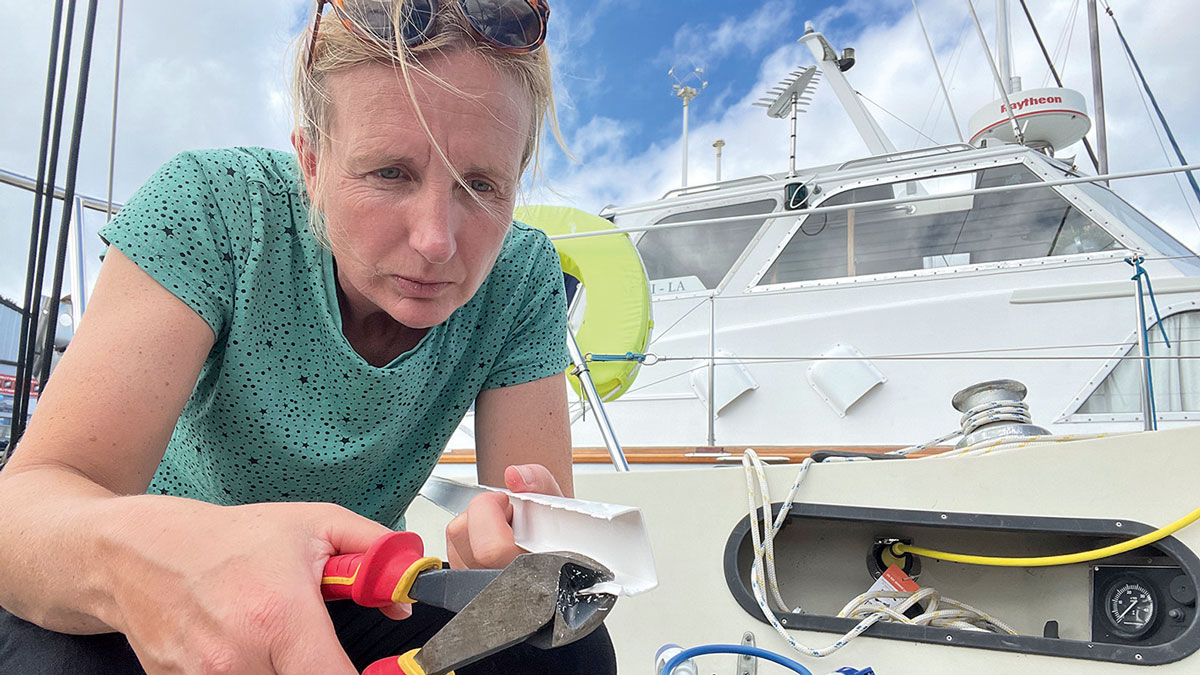 Securing mast cable on our Maxi 84 - Practical Boat Owner