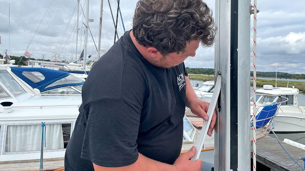 Securing mast cable on our Maxi 84 - Practical Boat Owner