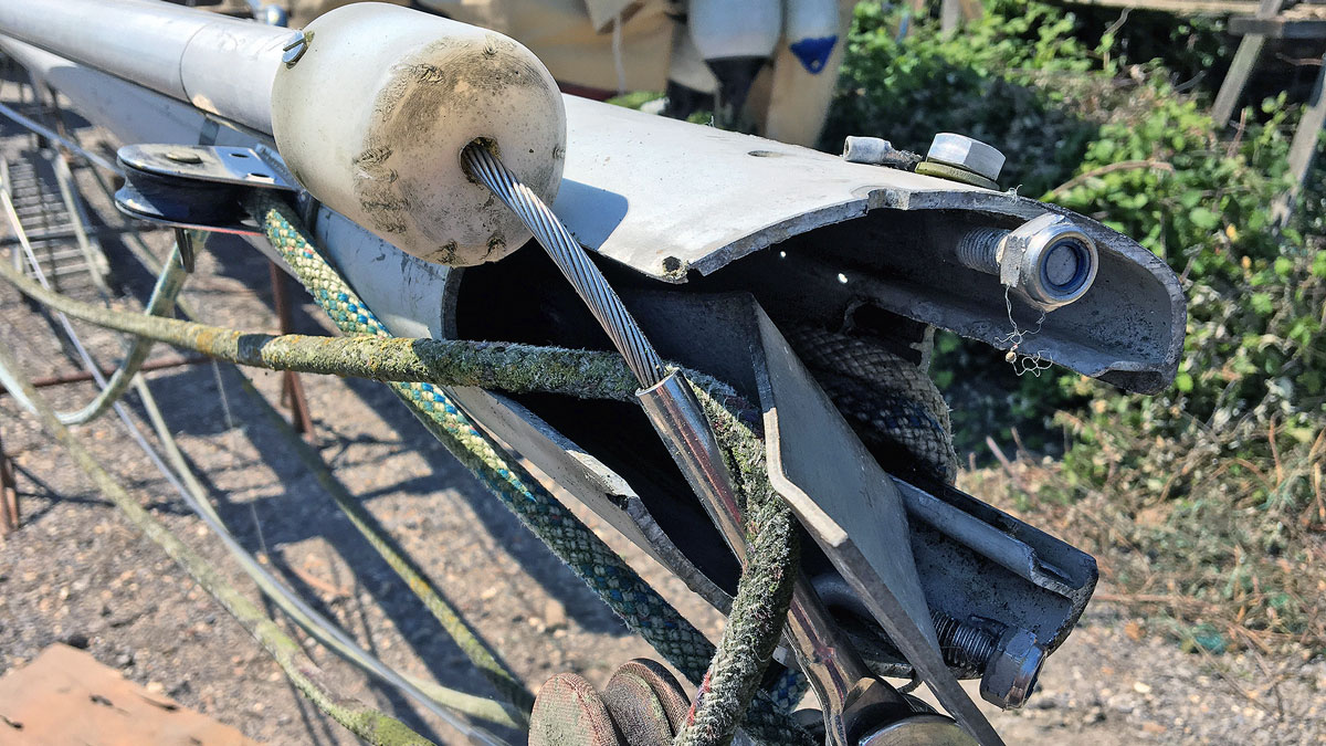 Securing mast cable on our Maxi 84 - Practical Boat Owner