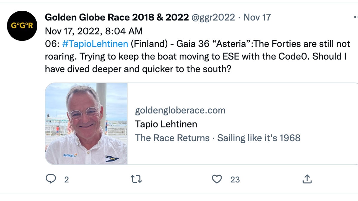 Golden Globe Race: Tapio Lehtinen needing rescue - Yachting Monthly