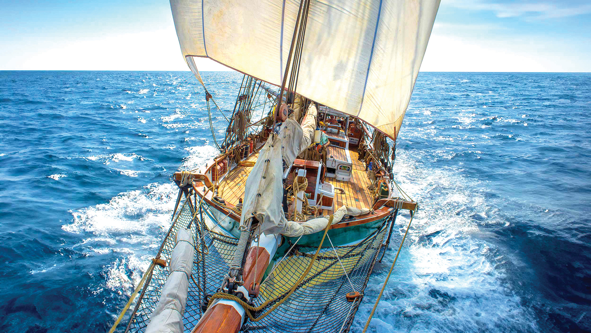 Caught in a tropical cyclone in a 130-year-old wooden sailing ship ...