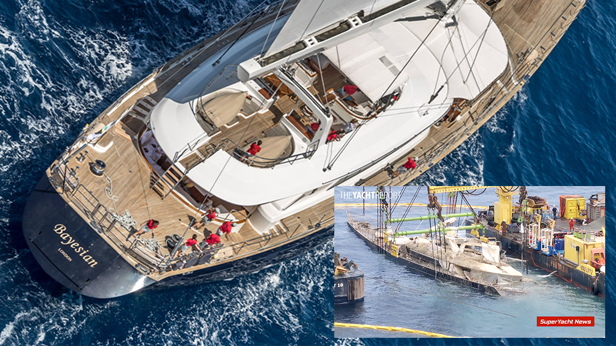 Bayesian superyacht hull raised from seabed during investigation into fatal sinking - Yachting World