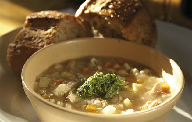 Pottage of beans, pearl barley and pheasant with green sauce - The Field