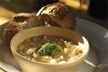 Pottage of beans, pearly barley and pheasant with green sauce - The Field