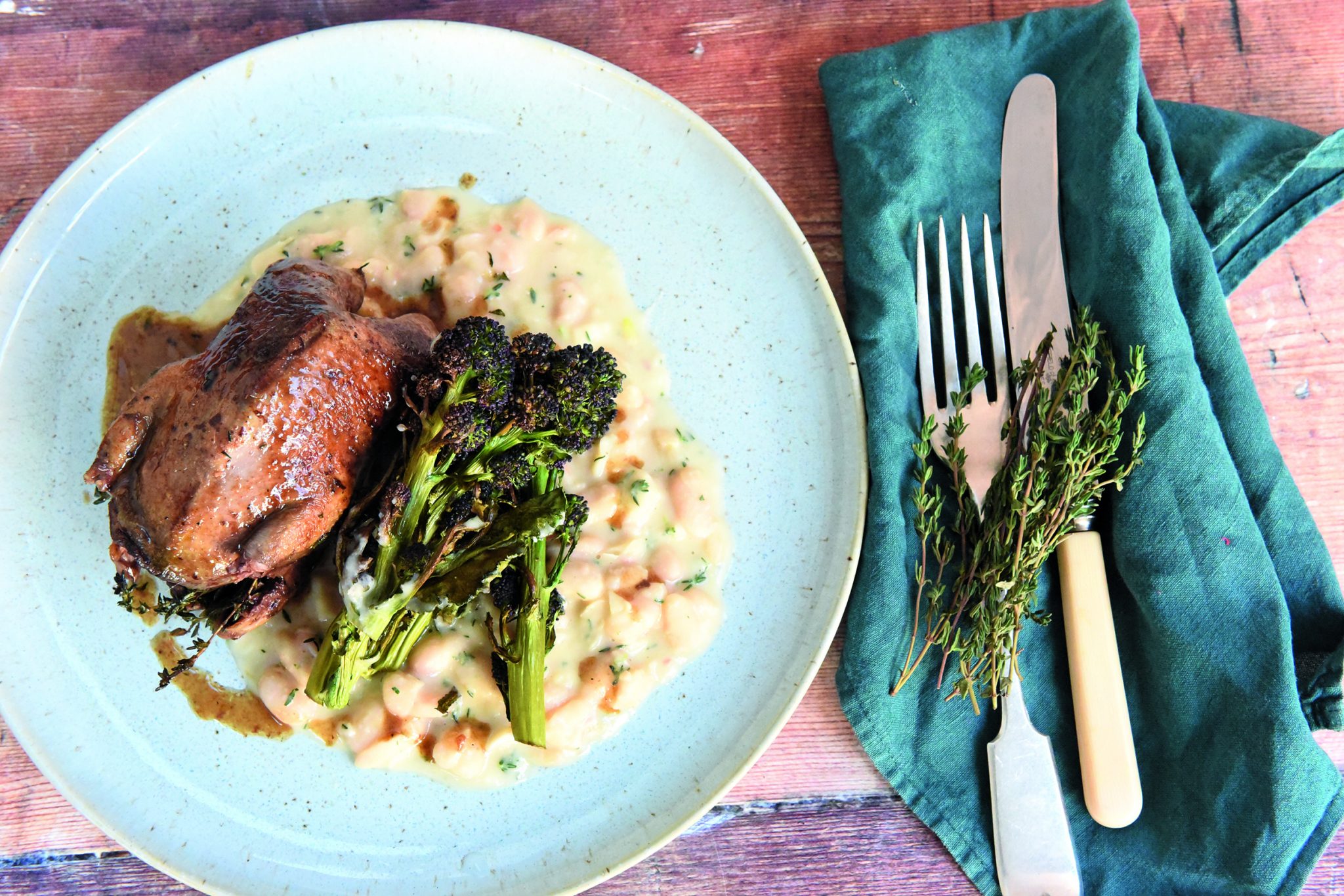 Whole Roast Pigeon and Purple Sprouting Broccoli - The Field