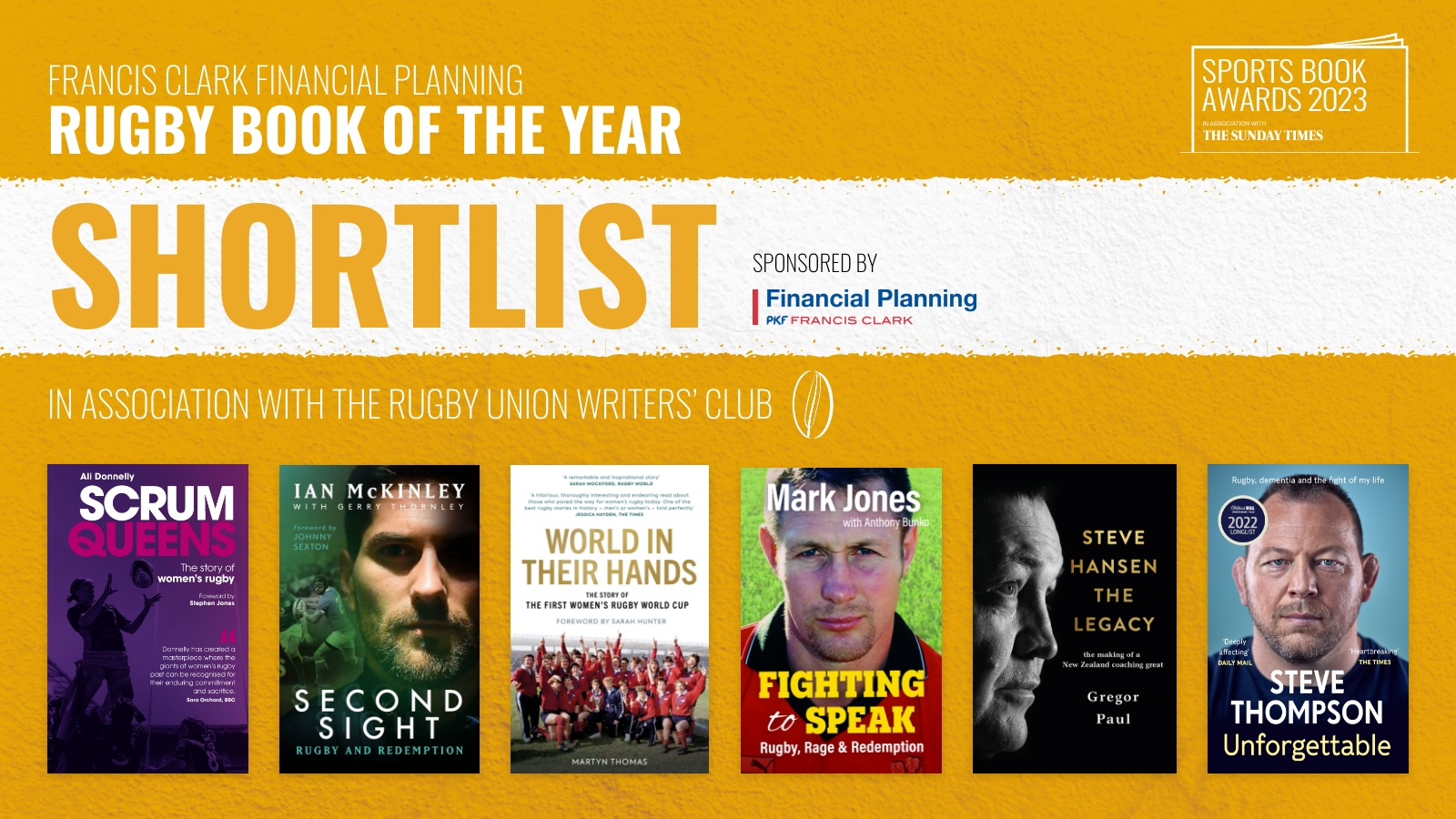 Nominees for Rugby Book of the Year – a look at the six contenders